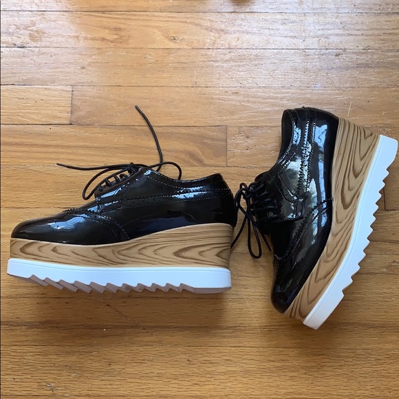 Shoes | Black Patent Leather Flat Forms | Poshmark